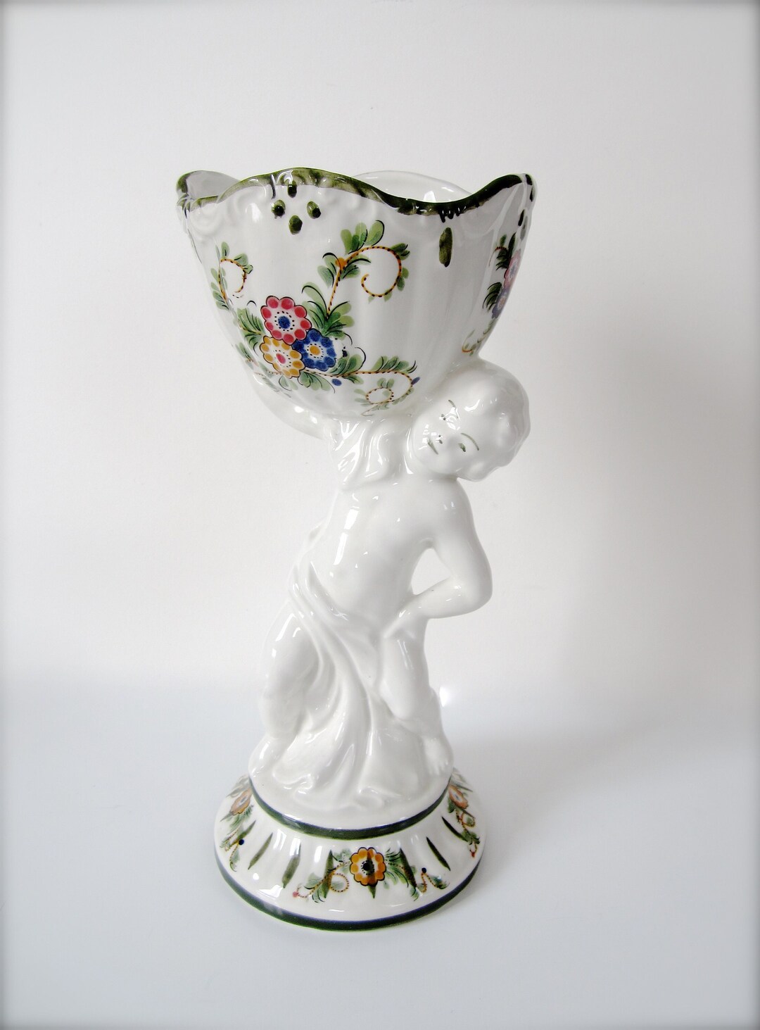 Italian Capodimonte Cherub Figurine, Capodimonte Porcelain Cherub With ...