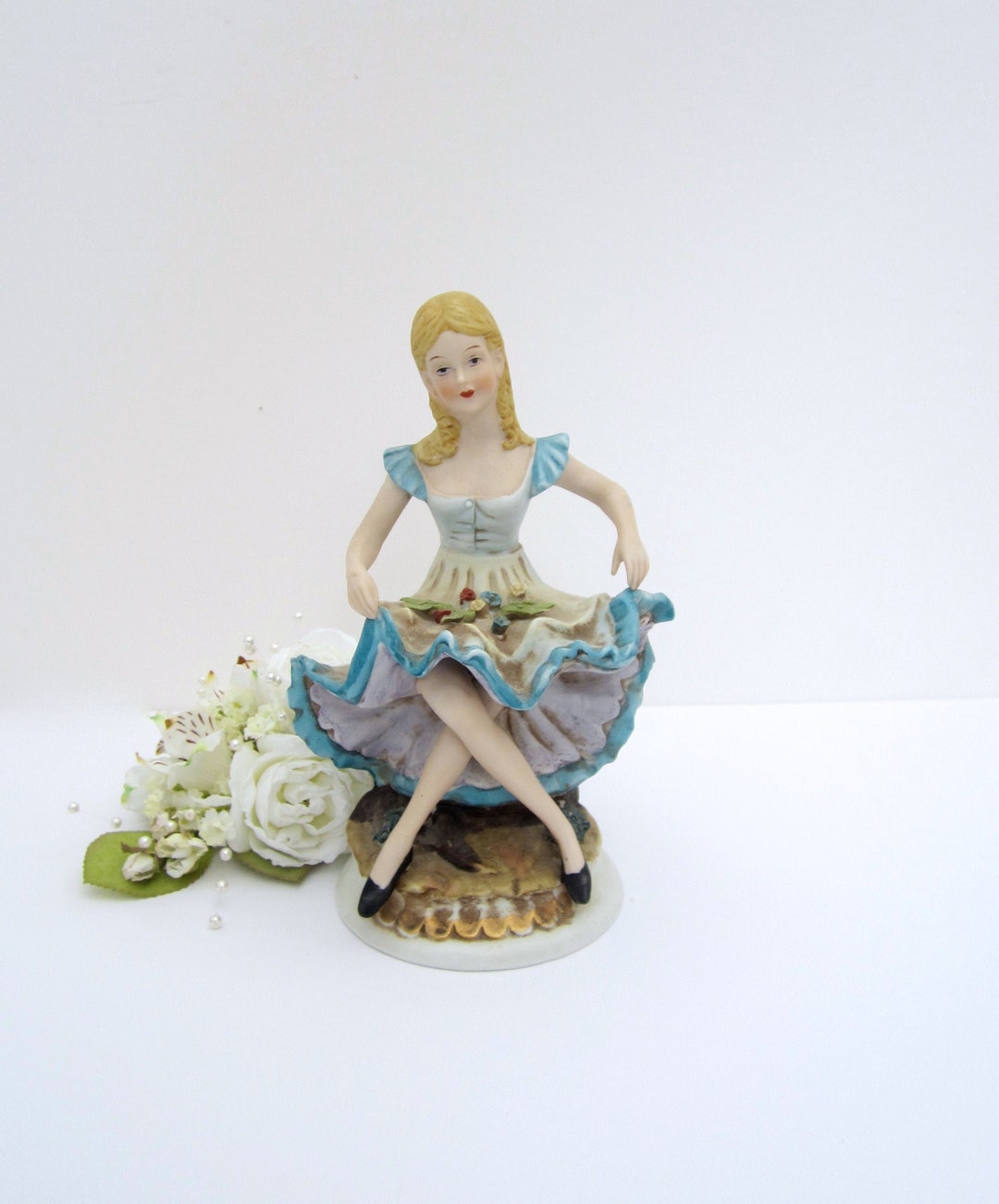 Girl With Flowers Figurine, Capodimonte Italian Naples Porcelain ...