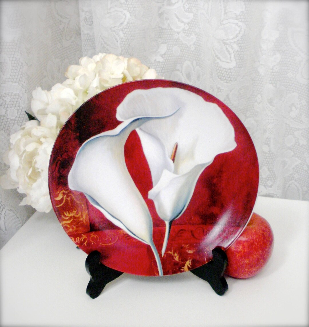 Calla Lilies Plate, Vintage Calla Lily Plates, White Calla Lily With ...