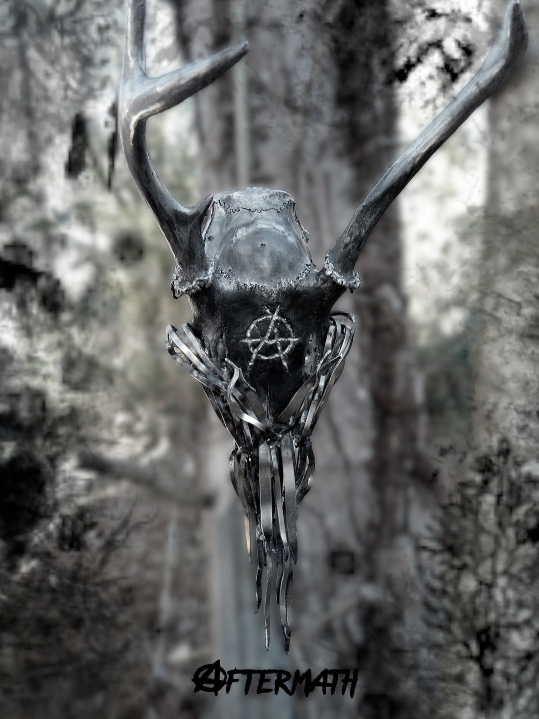 Havoc Hunter Metal & Bone Deer Skull Wall Hanging / Welded Steel Art ...