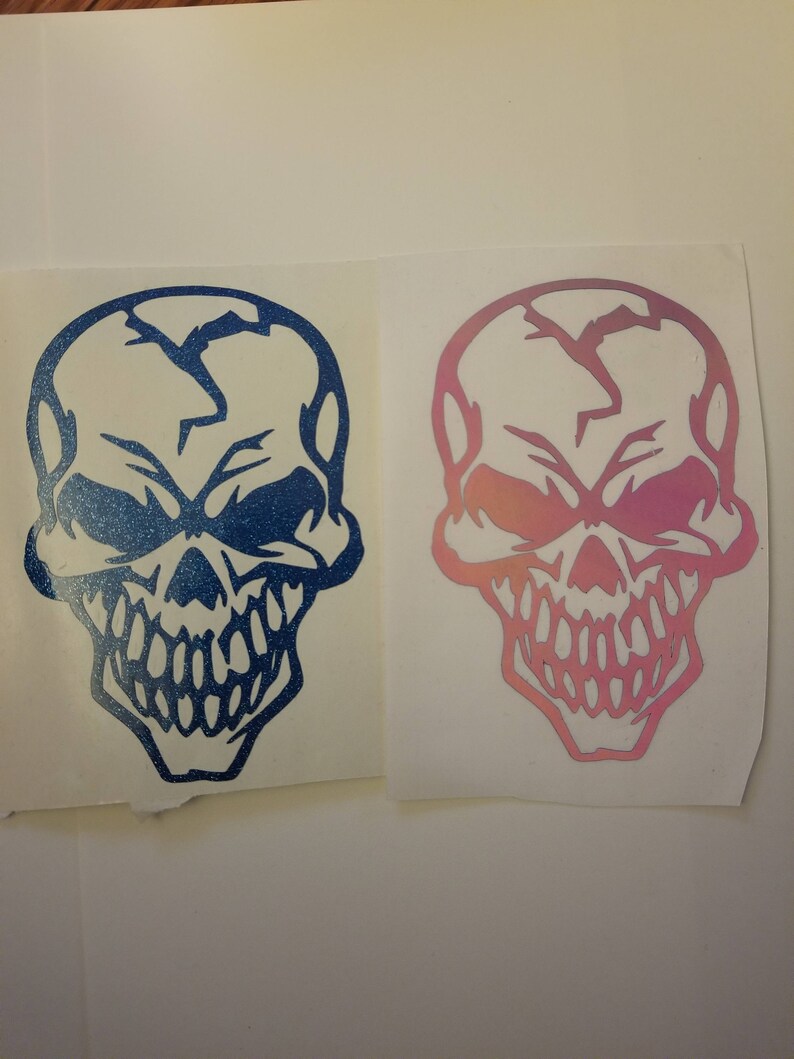 Holographic skull sticker decal | Etsy