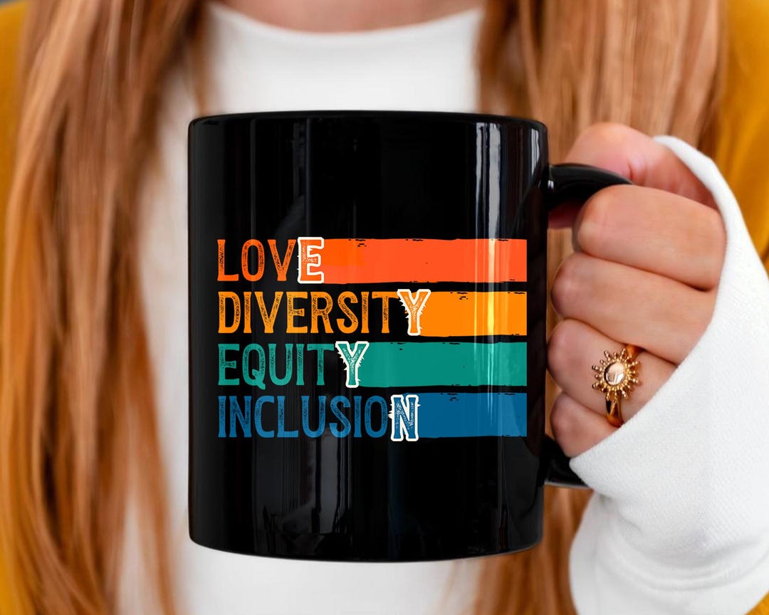 Retro DEI Love Mug, 80s Diversity Equity Inclusion Coffee Cup, Feminist ...