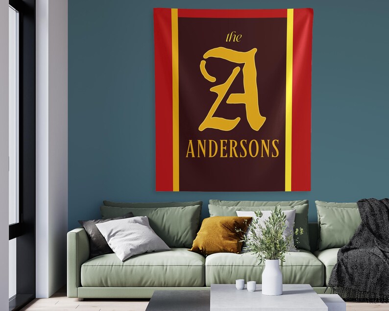 Heraldic Family Crest Tapestry, Personalized Coat of Arms Wall Hanging ...