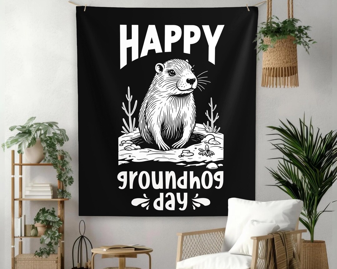 Groundhog Day Wall Art, Early Spring Nature Lover Gift, Cute Rodent ...