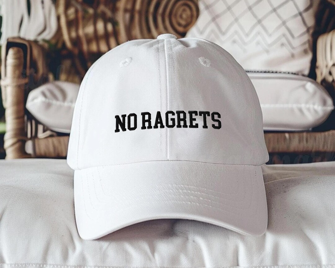 No Ragrets Embroidered Hat, Funny Misspelled Meme Cap, Ironic Humor Dad ...