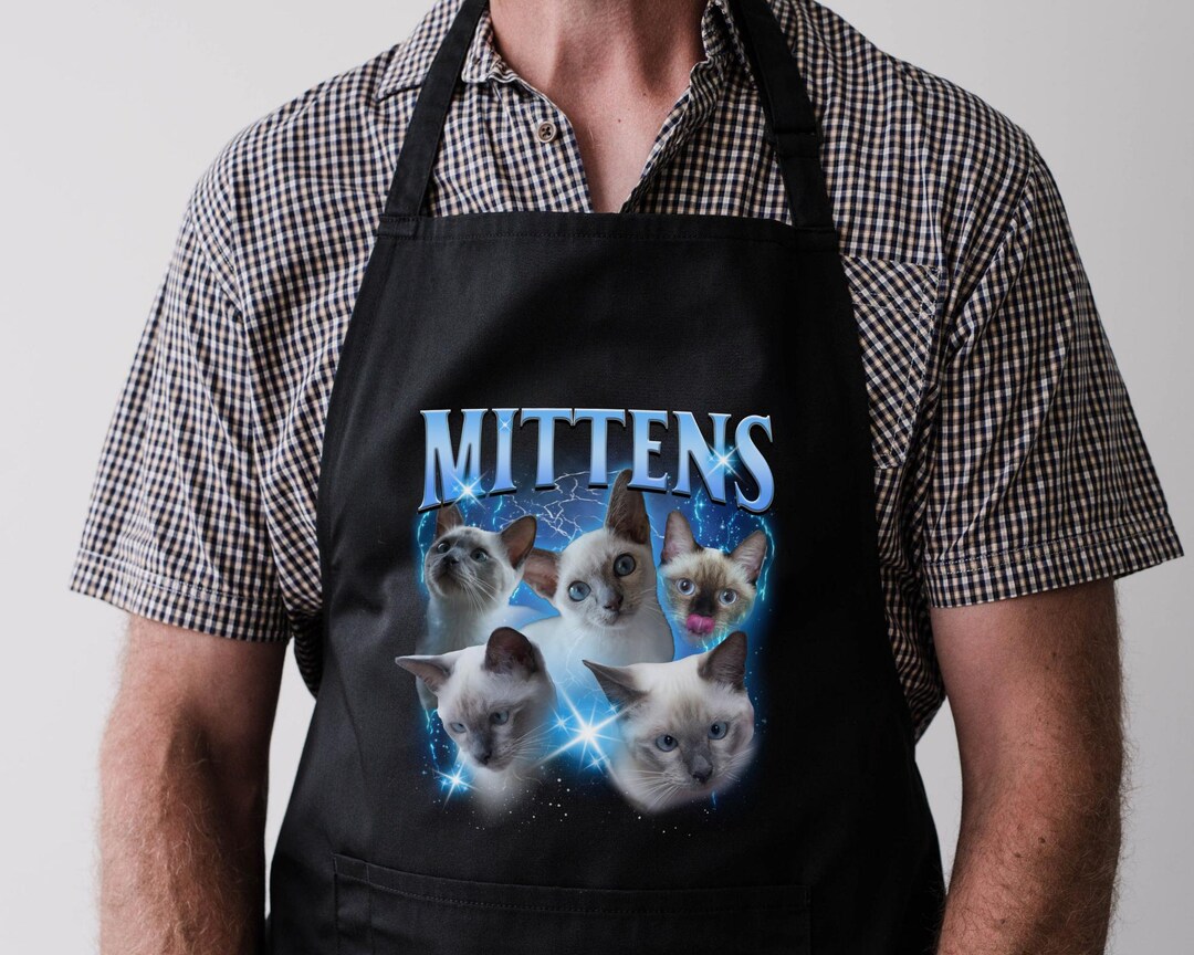 Cat Custom Bootleg Apron, Vintage Photo Pet Aprons, Cat Graphic Apron ...