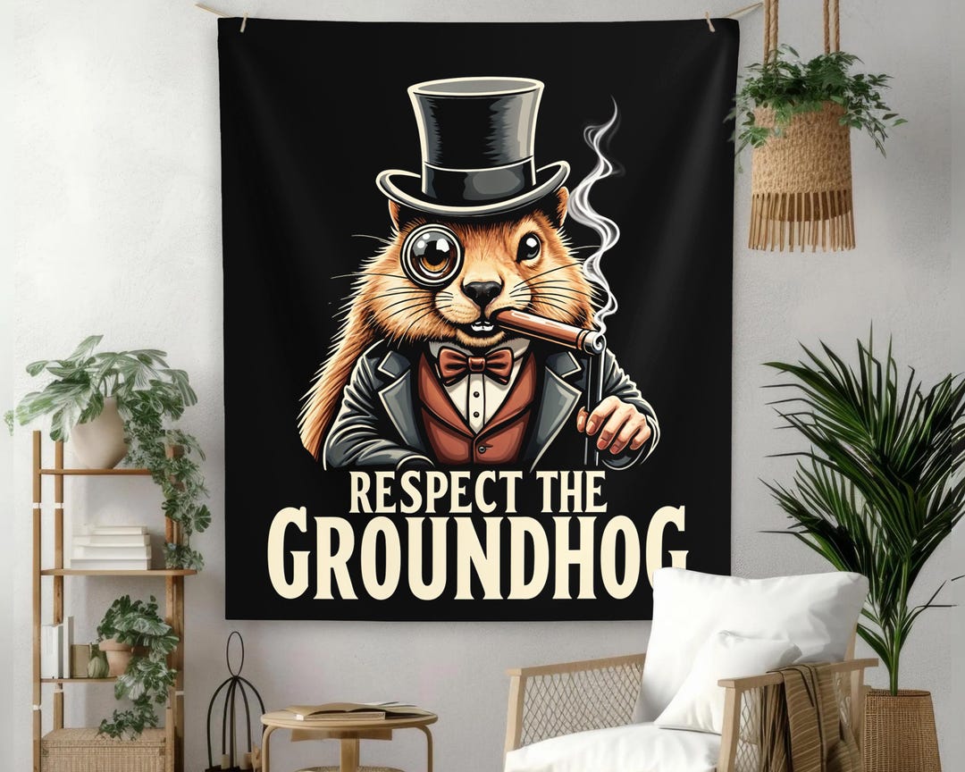 Rustic Groundhog Wall Art, Spring Season Nature Gift, Cute Rodent Decor ...