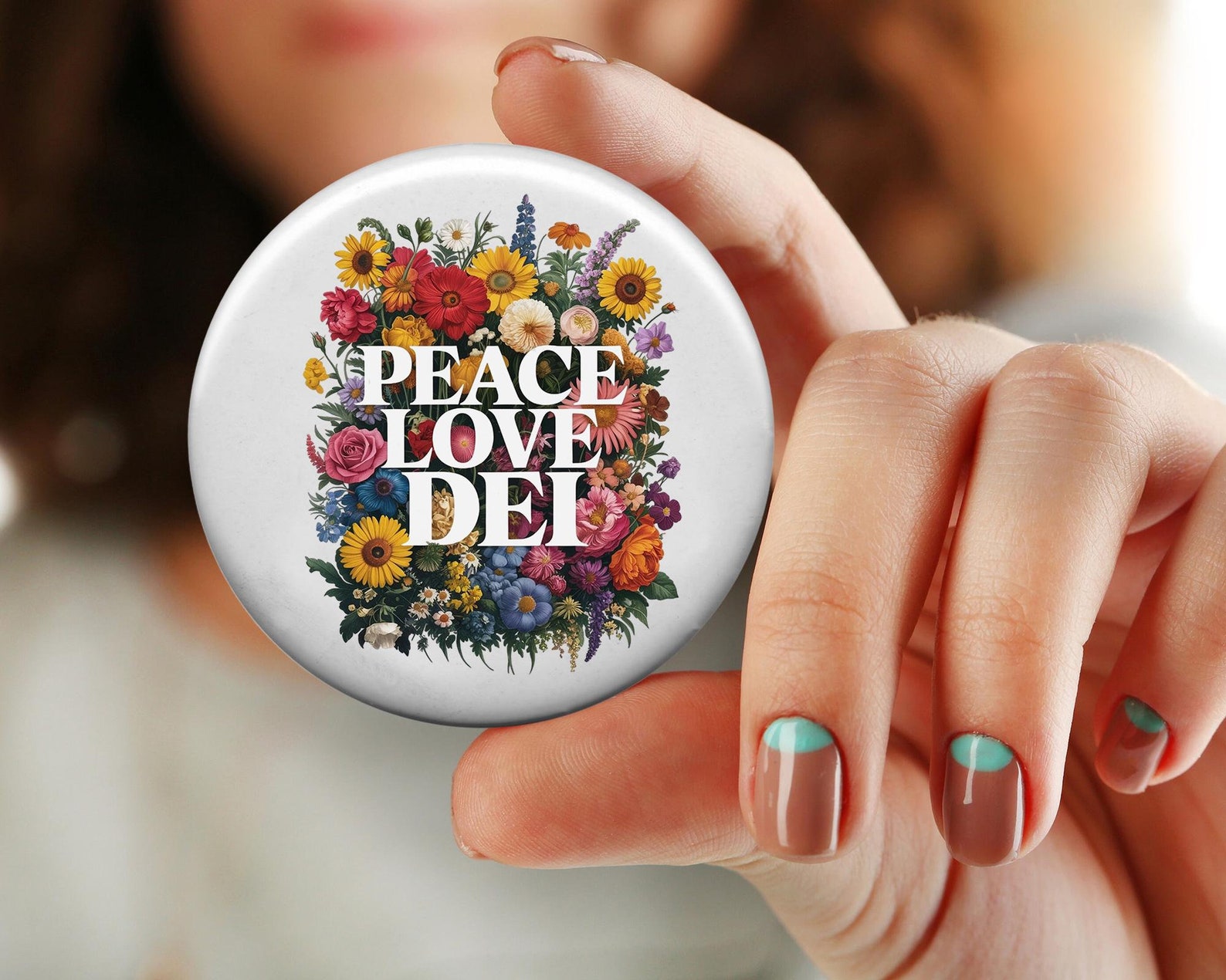 Peace Love DEI Button Pin, Diversity Equity Inclusion Pin, Feminist ...