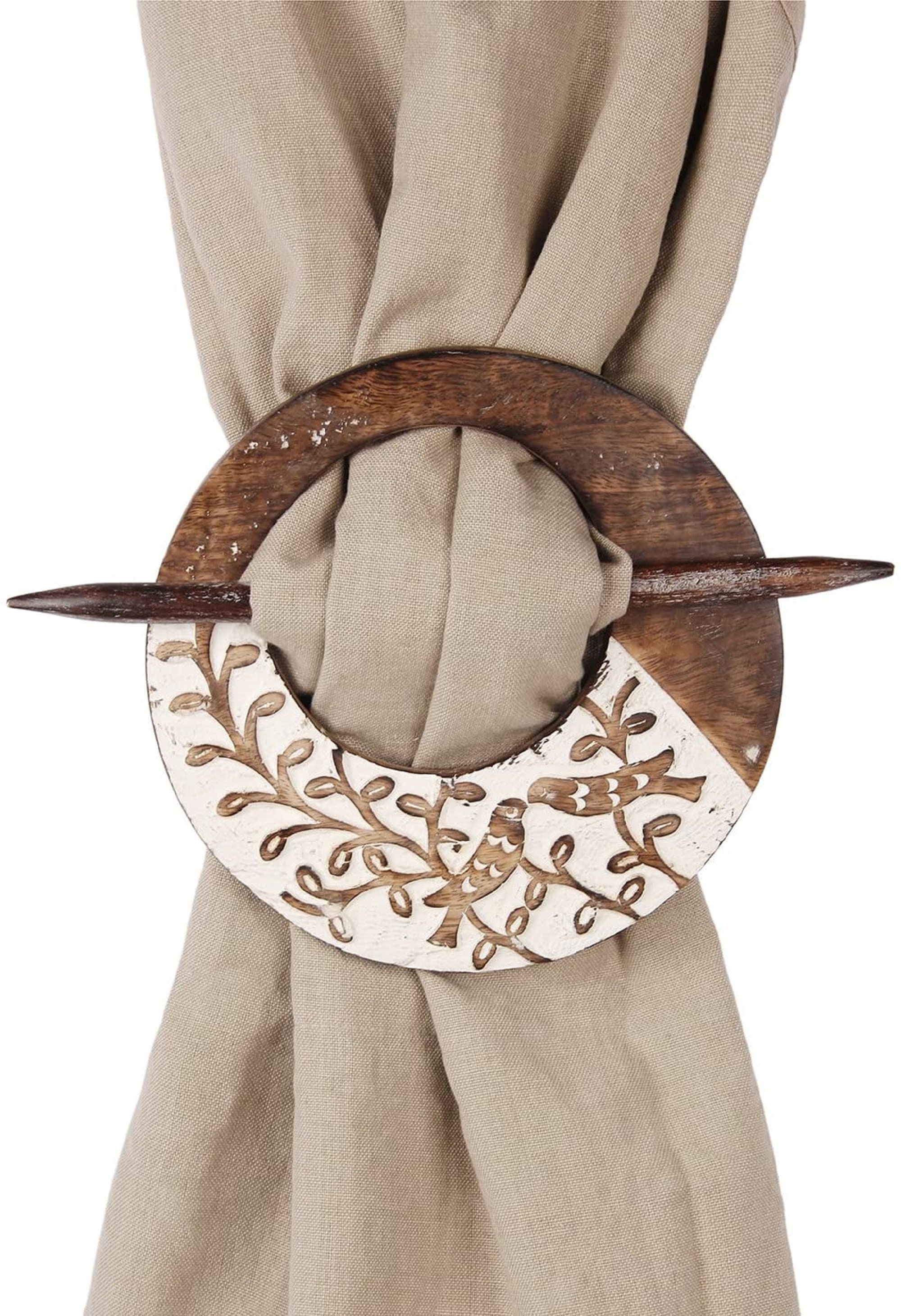 Beautifully Designed wooden Drapery Tiebacks Holdbacks set of | Etsy