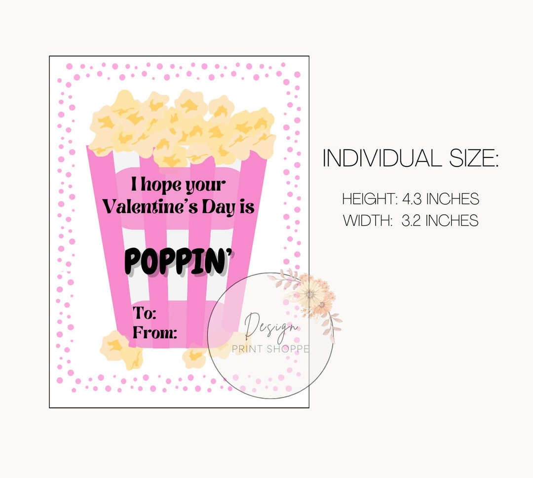 Printable Popcorn Valentines Day Card, Hope Your Valentine's Day is ...