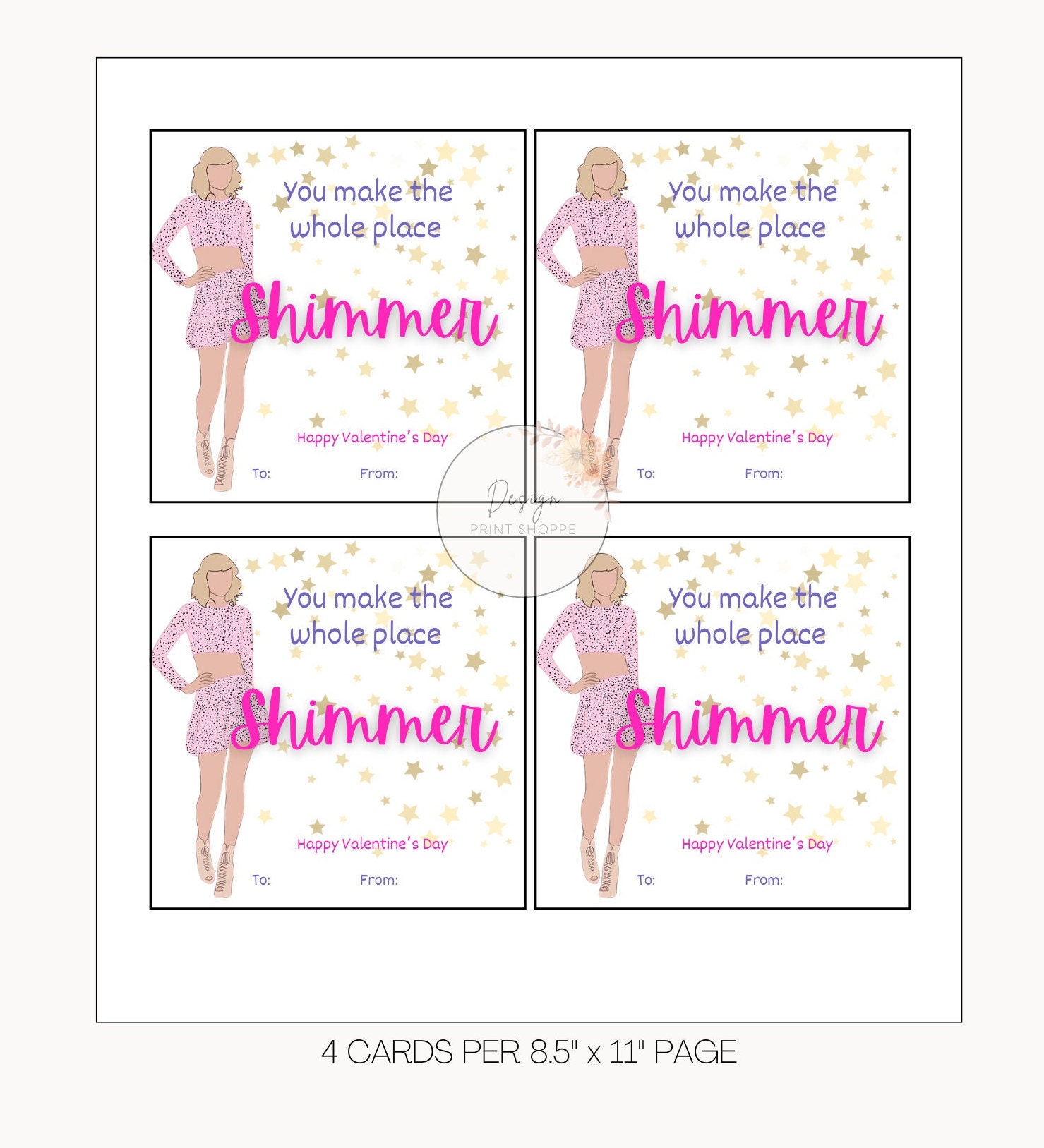 Printable Swift Shimmer Valentines Day Card, Make the Whole Place ...