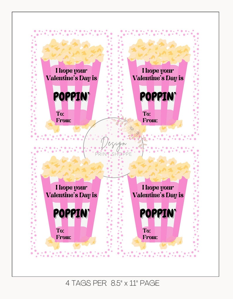 Printable Popcorn Valentines Day Card, Hope Your Valentine's Day is ...