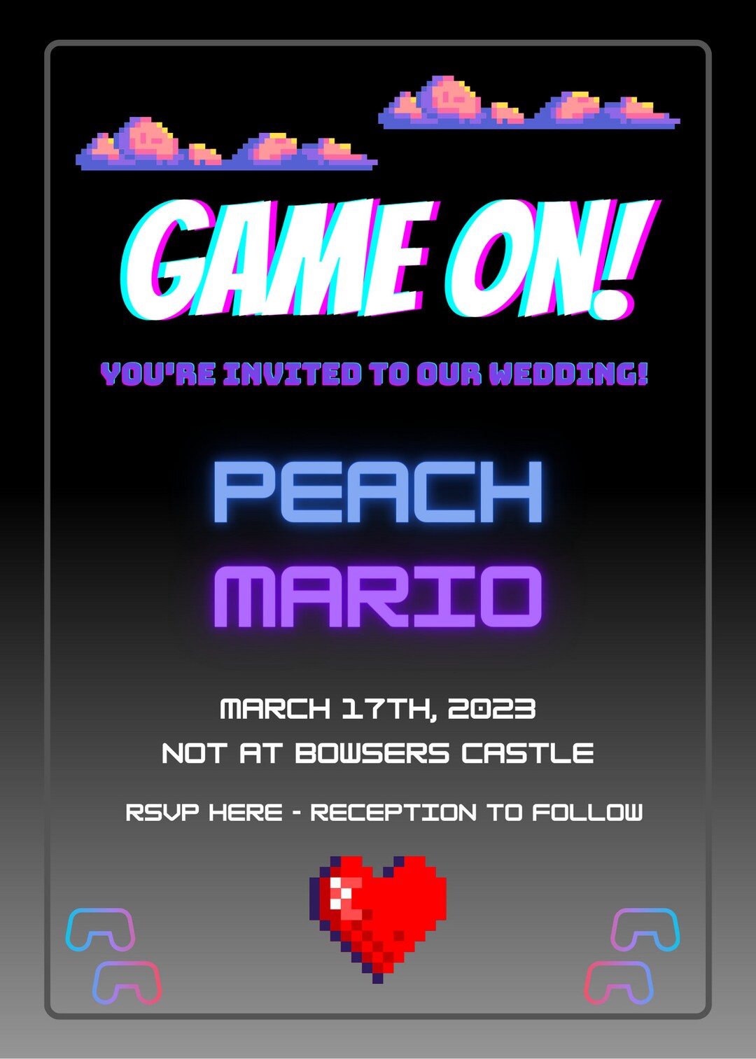 Gaming Wedding Invitation & RSVP Card Canva Editable Digital Download ...