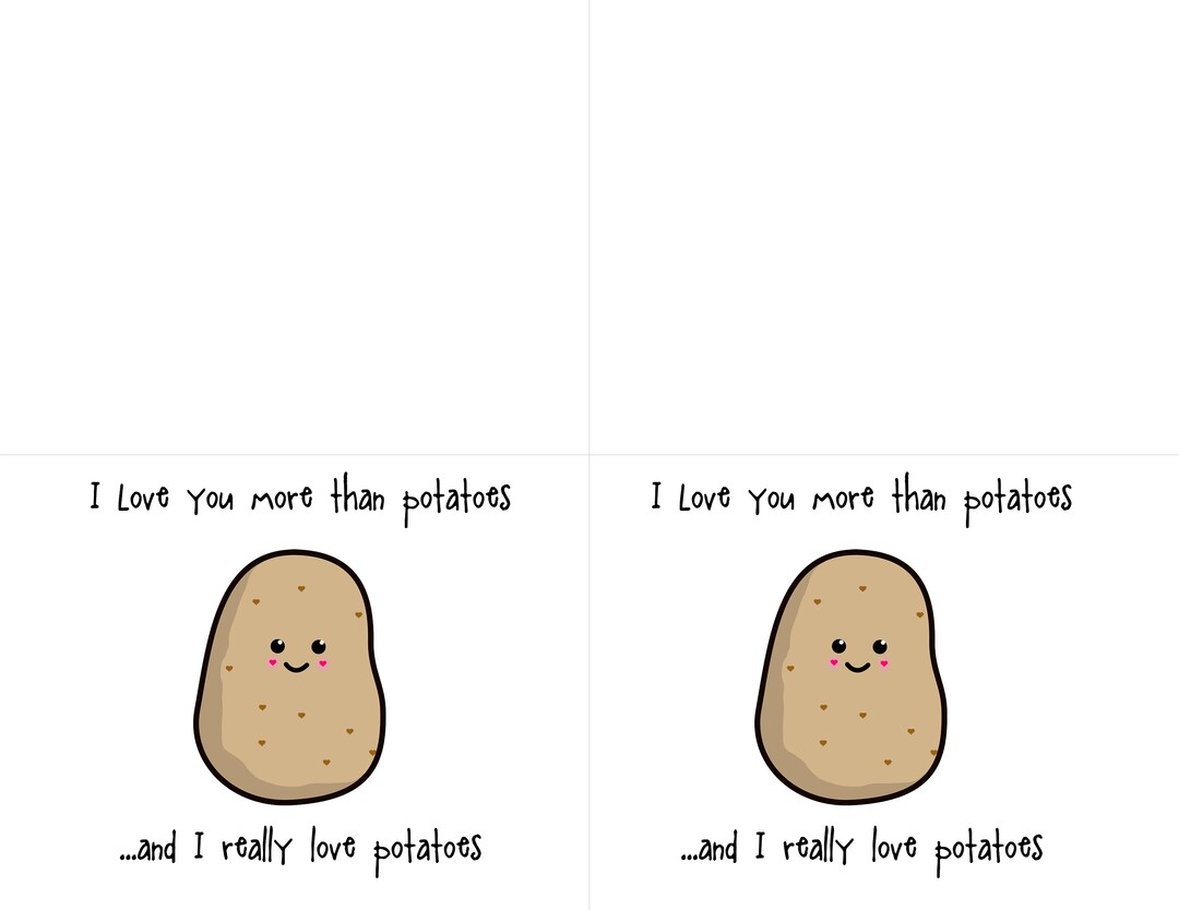 Cute "i Love You More Than Potatoes" Card - (2) 4.25"x5.5" - Etsy