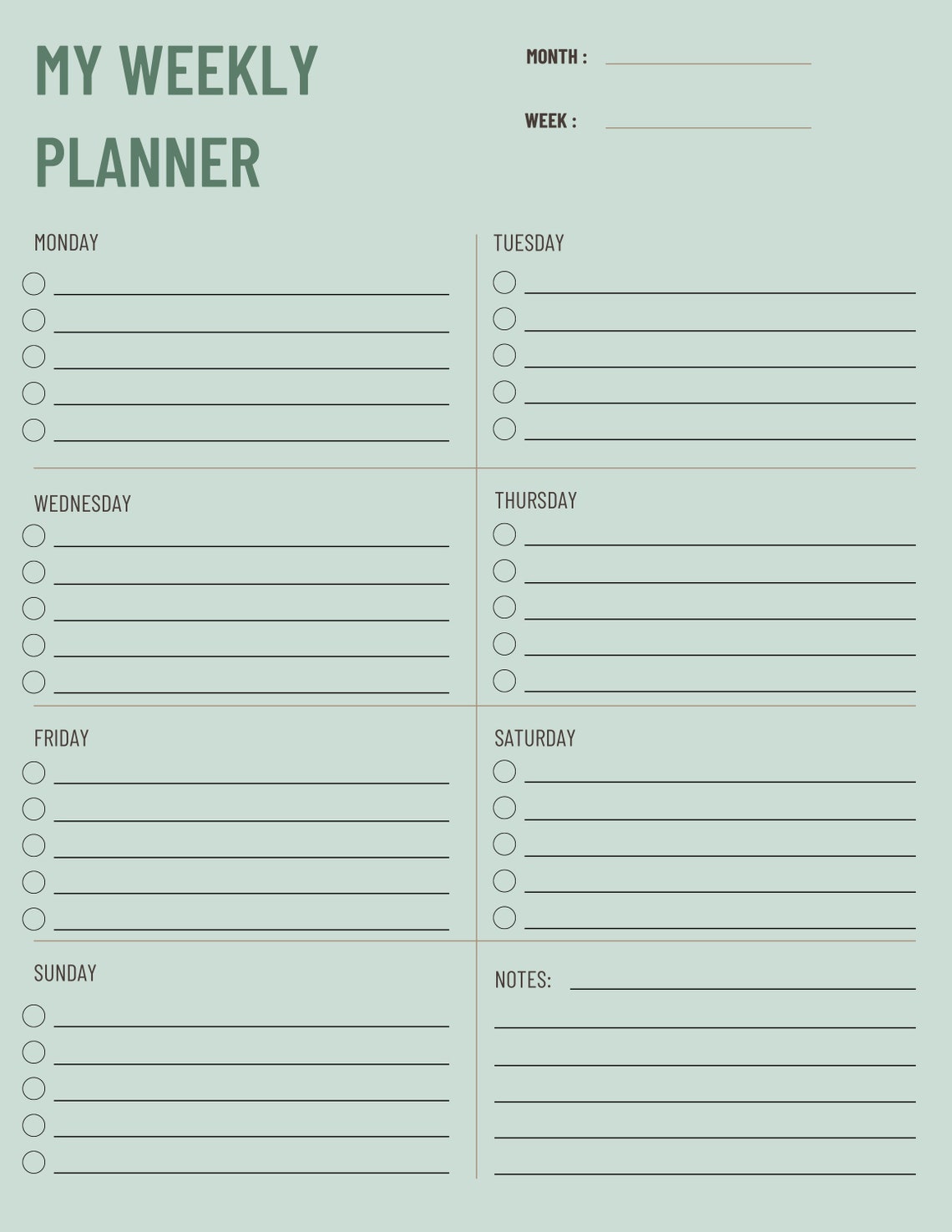 Weekly Planner - Etsy