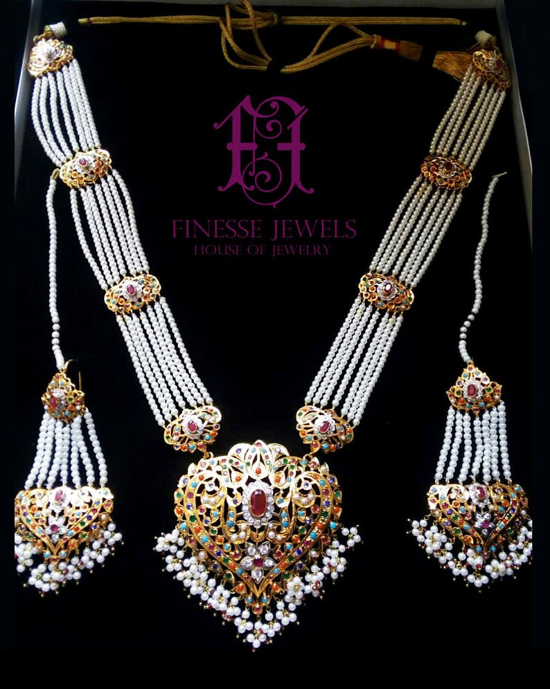 Indian Necklace Set 925 Silver Polki Jewelry Hyderabadi Rani | Etsy