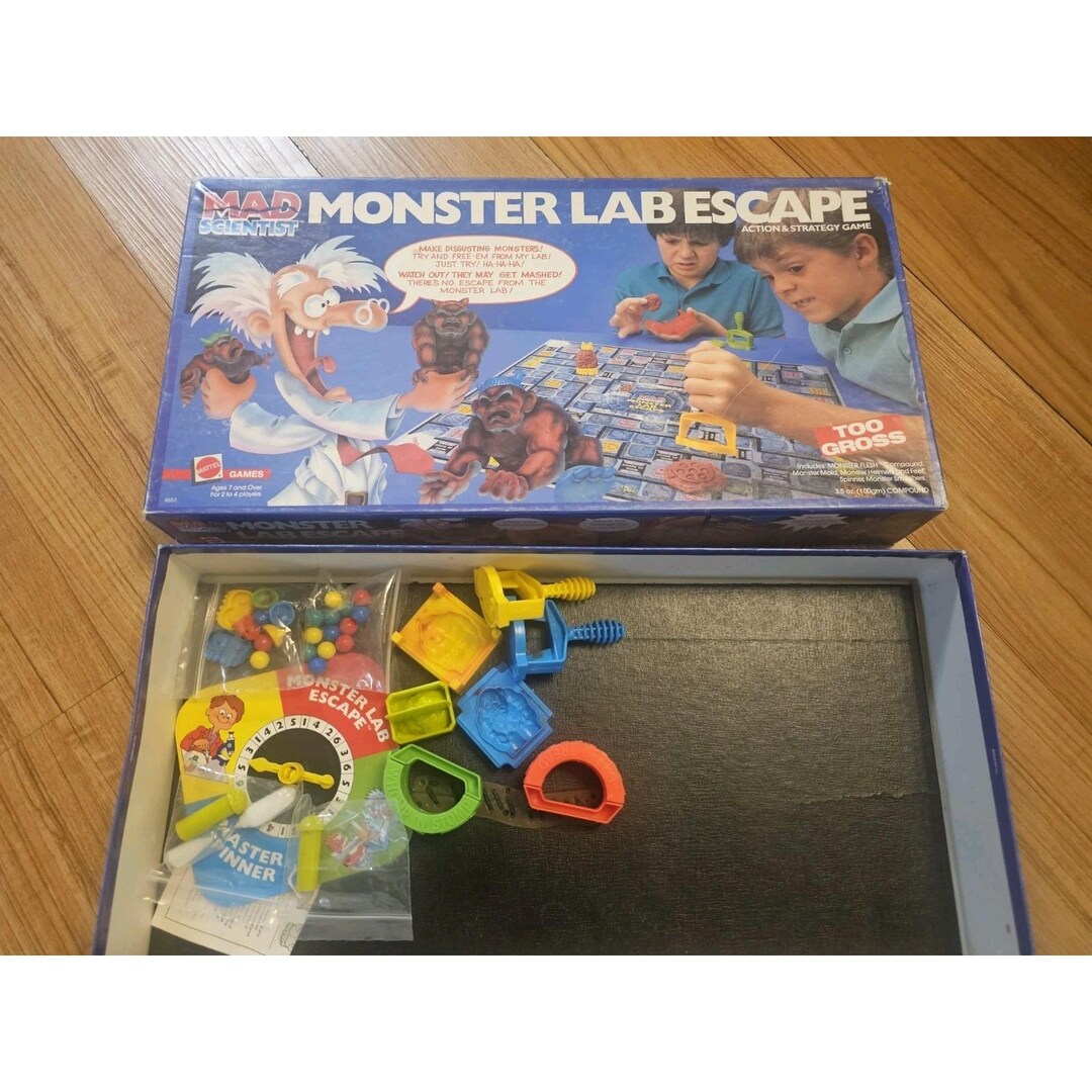 Vintage Mad Scientist Monster Lab Escape Board Game Incomplete Mattel ...