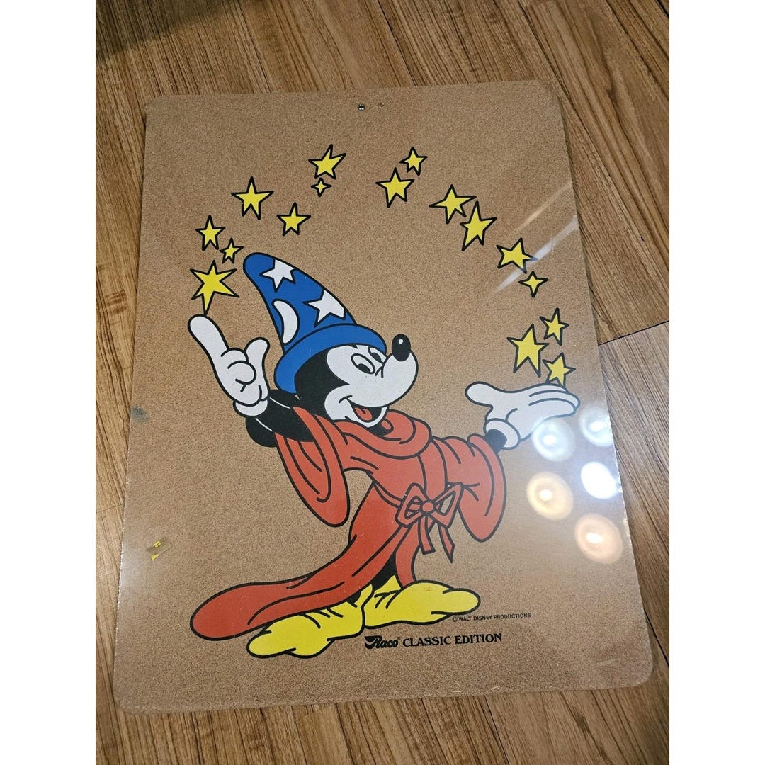 Vintage Disney Mickey Mouse Sorcerer Cork Board Raco Classic Edition - Etsy