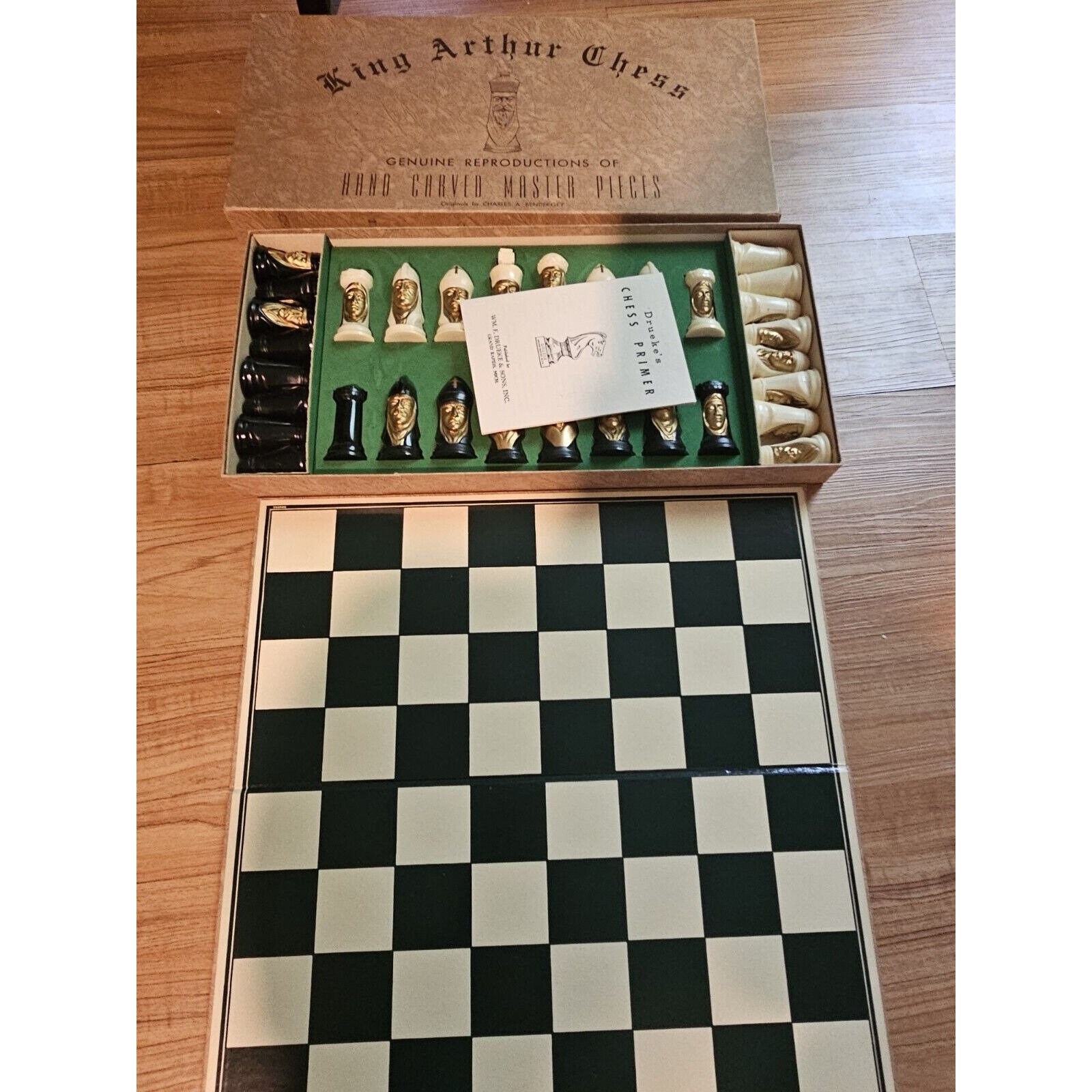 Vintage King Arthur Chess Set Hand Carved Master Pieces 1007 100% ...