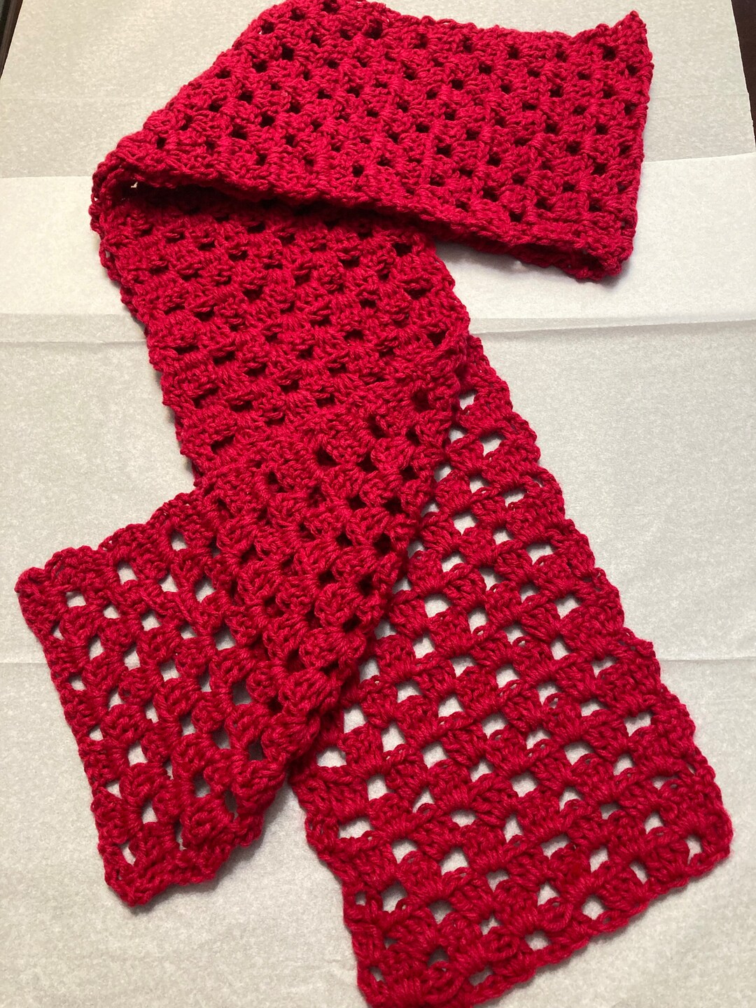 Fancy Red Crochet Scarf - Etsy