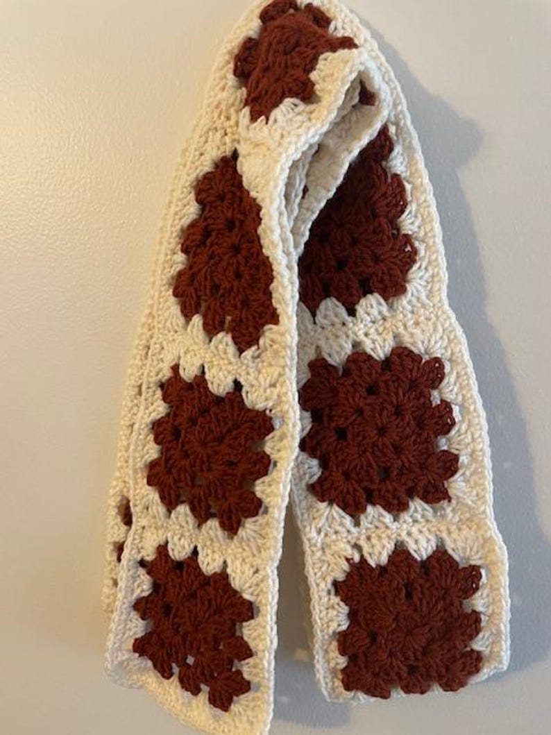 Granny Square Crochet Scarf - Etsy