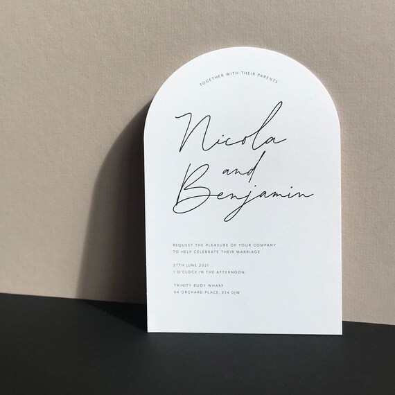 Arched Script SAMPLE Wedding Invitation Modern Stylish | Etsy UK