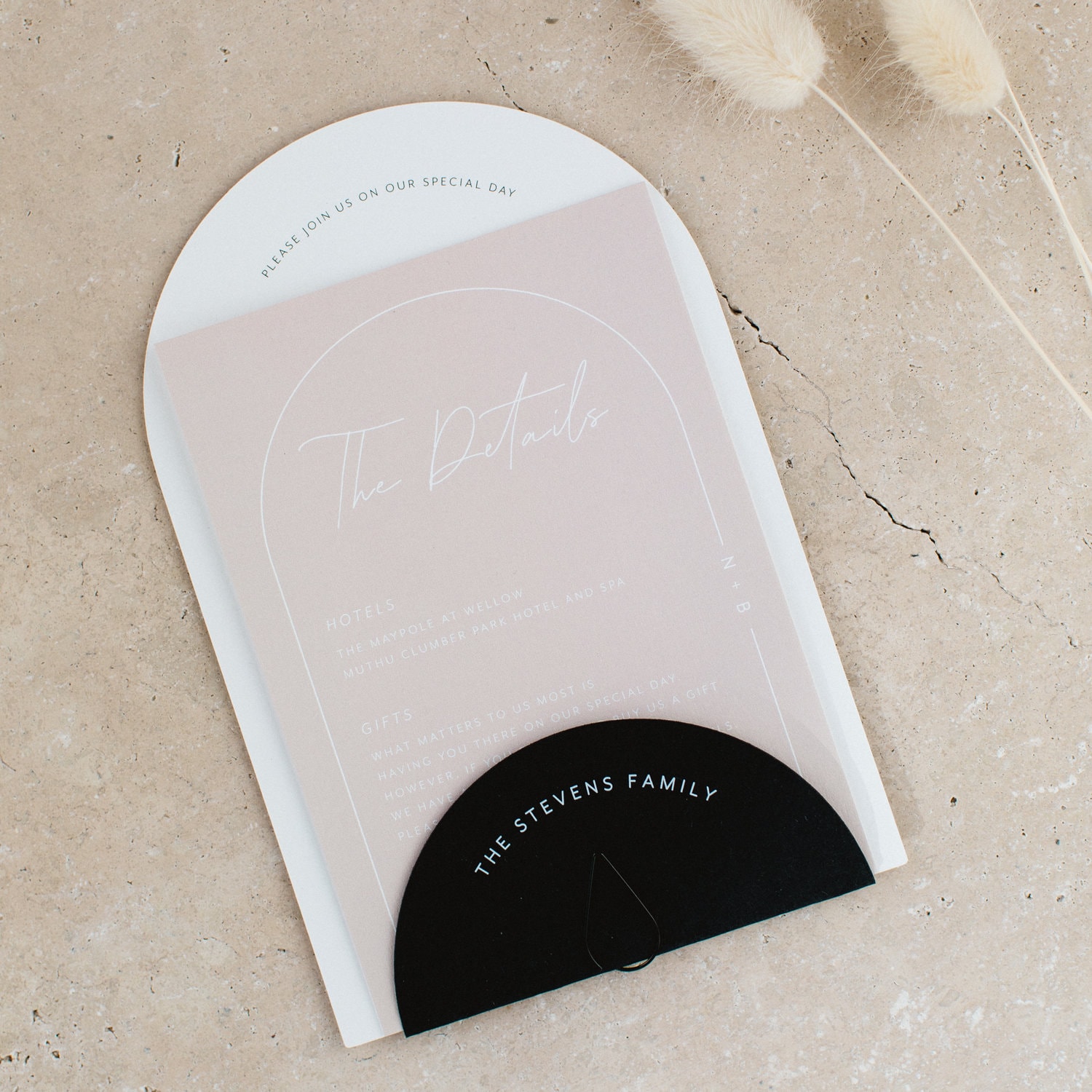 Arched Script SAMPLE Wedding Invitation - Modern, Stylish, Minimal ...