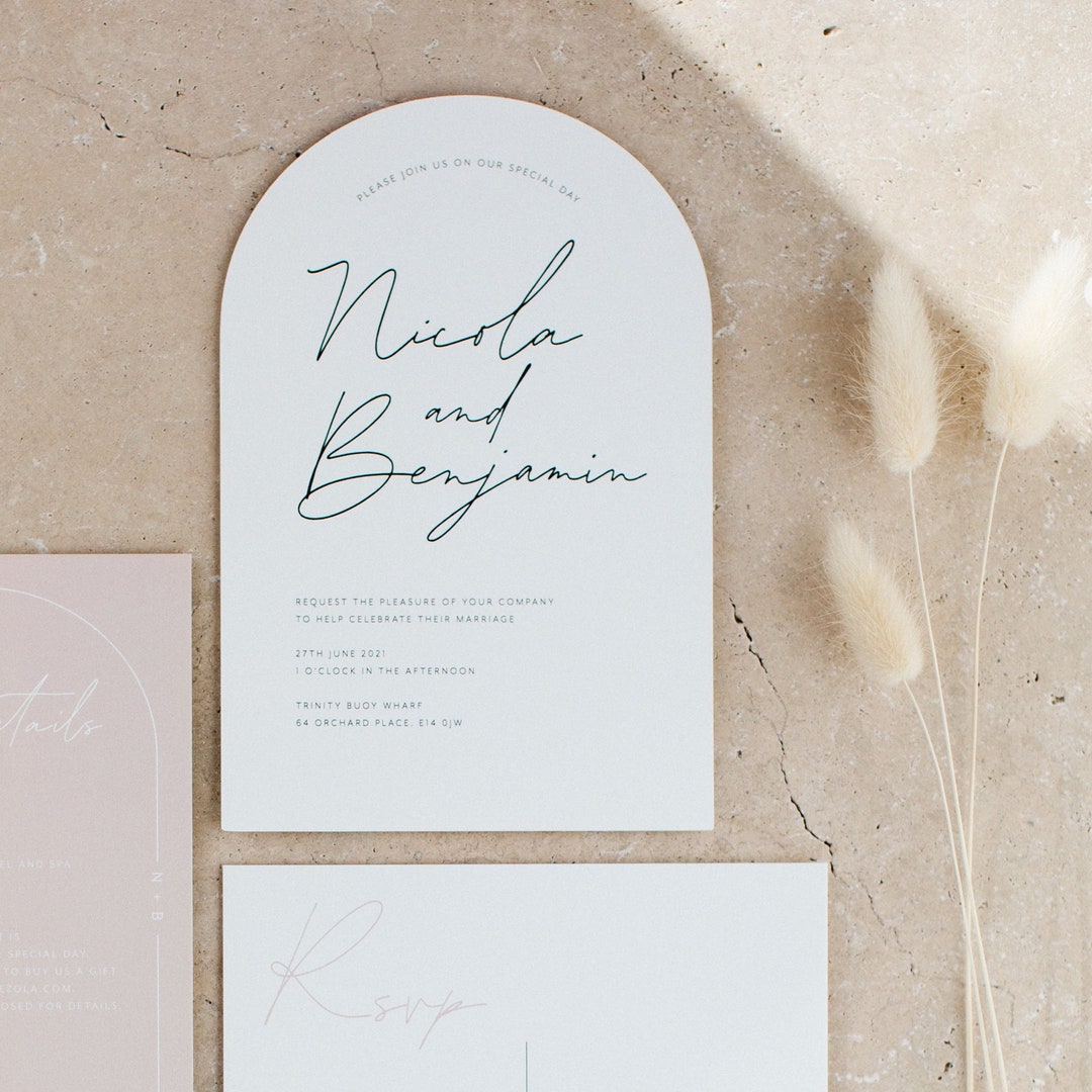 Arched Script SAMPLE Wedding Invitation - Modern, Stylish, Minimal ...