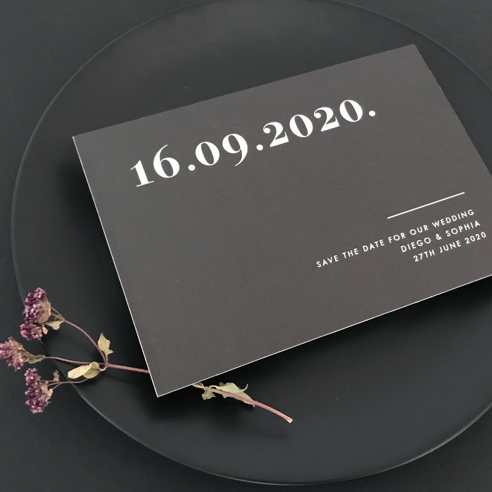 Bold Note Save the Date SAMPLE - Wedding, Modern, Chic, Minimal, Black ...