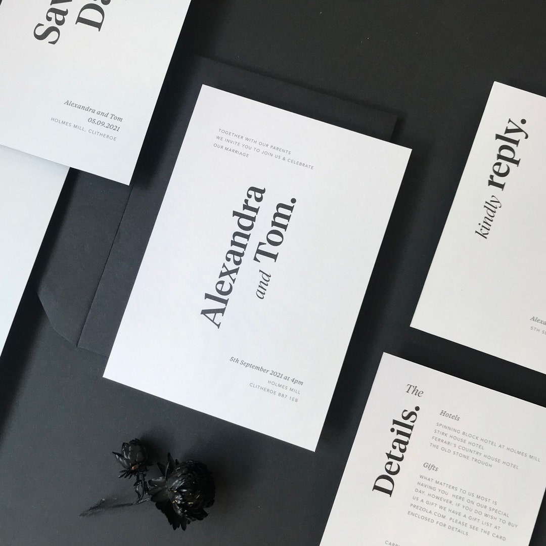 Duly Noted SAMPLE Wedding Invitation - Modern, Bold, Typography ...