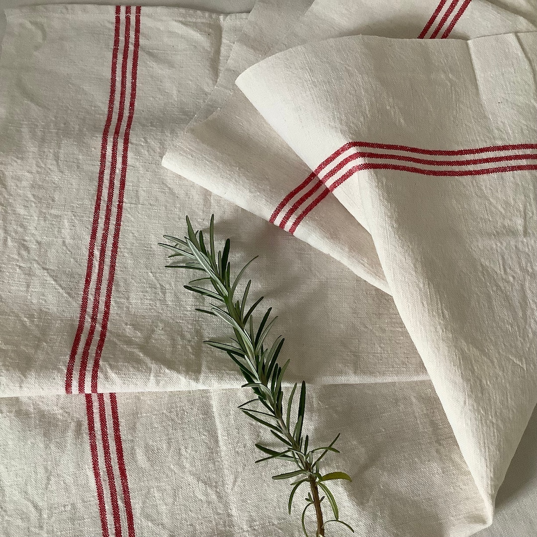 ONE Large Antique Vintage French Linen Torchon Tea Kitchen - Etsy