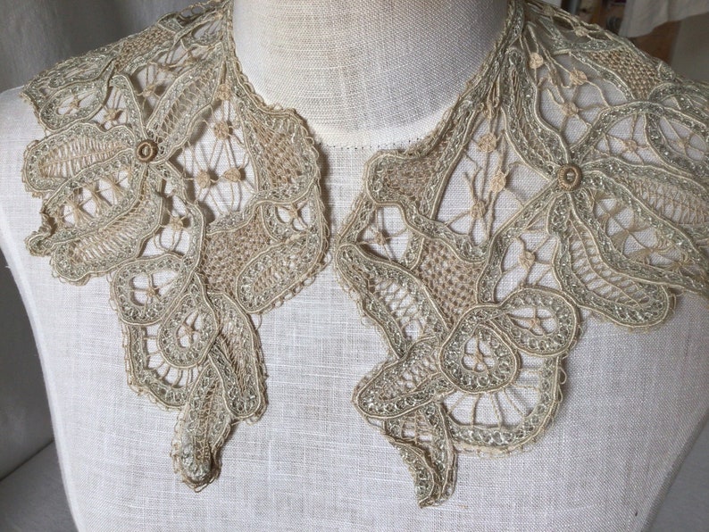 Stunning Antique French Hand Made Linen Lace Collar Two Tone - Etsy