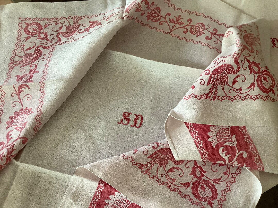 RARE Antique French 19th Century Napoleon III Set of 15 Damask Napkins ...
