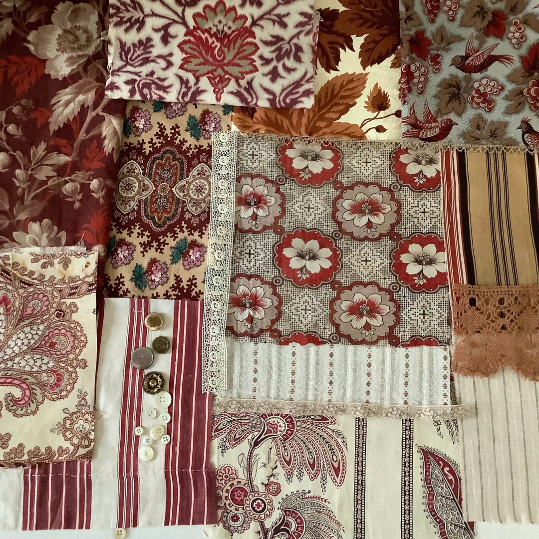 Antique / Vintage French Bagged Fabric Bundles for Projects Sewing ...