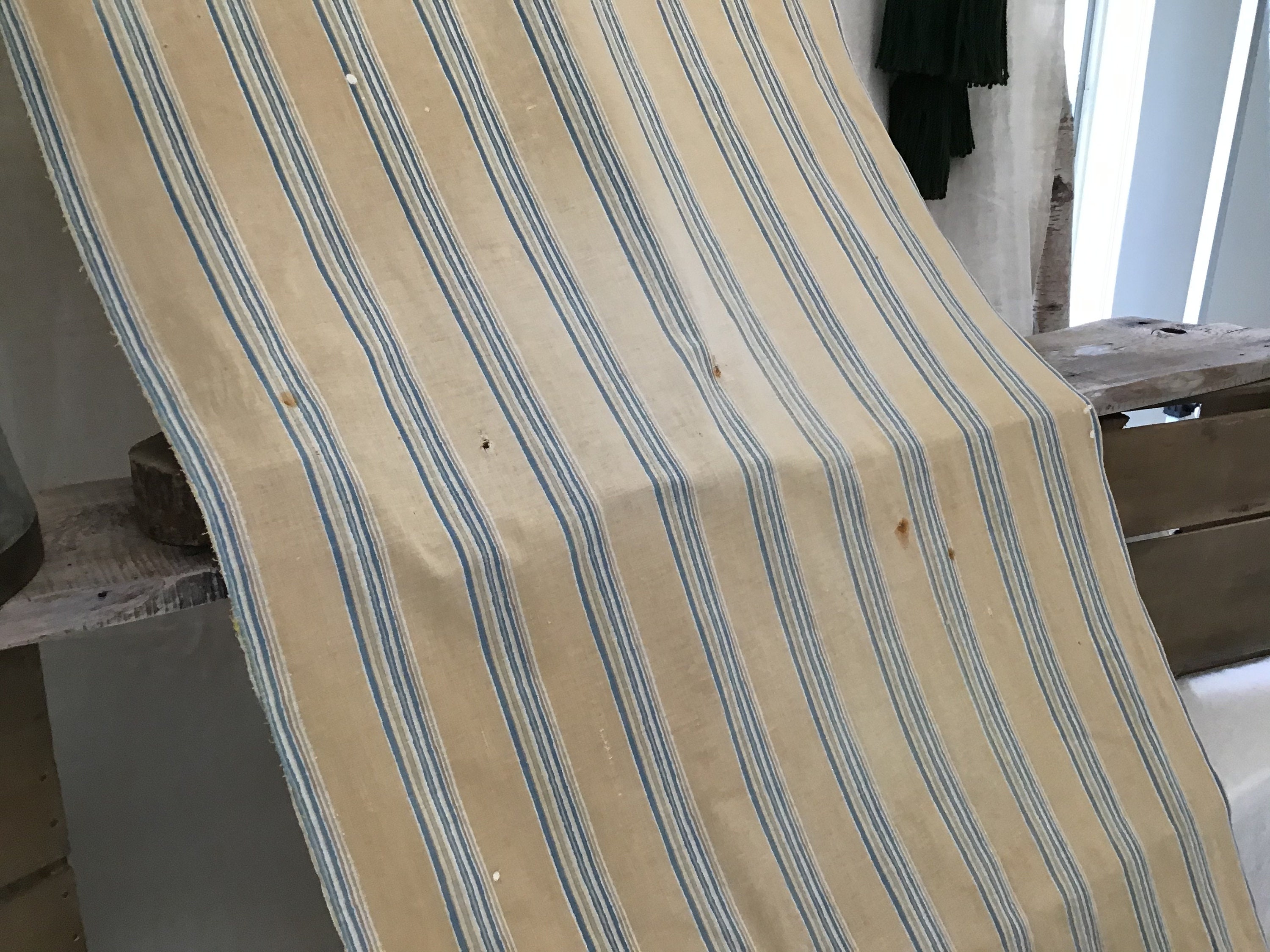 Antique Early 19th C. French Blue Stripe Linen Cotton Ticking - Etsy