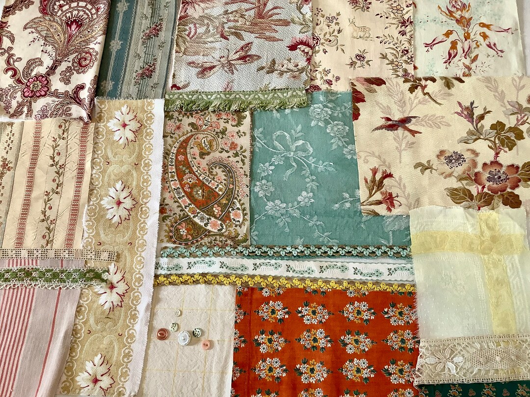 Antique / Vintage French Bagged Fabric Bundles for Slow Stitching ...