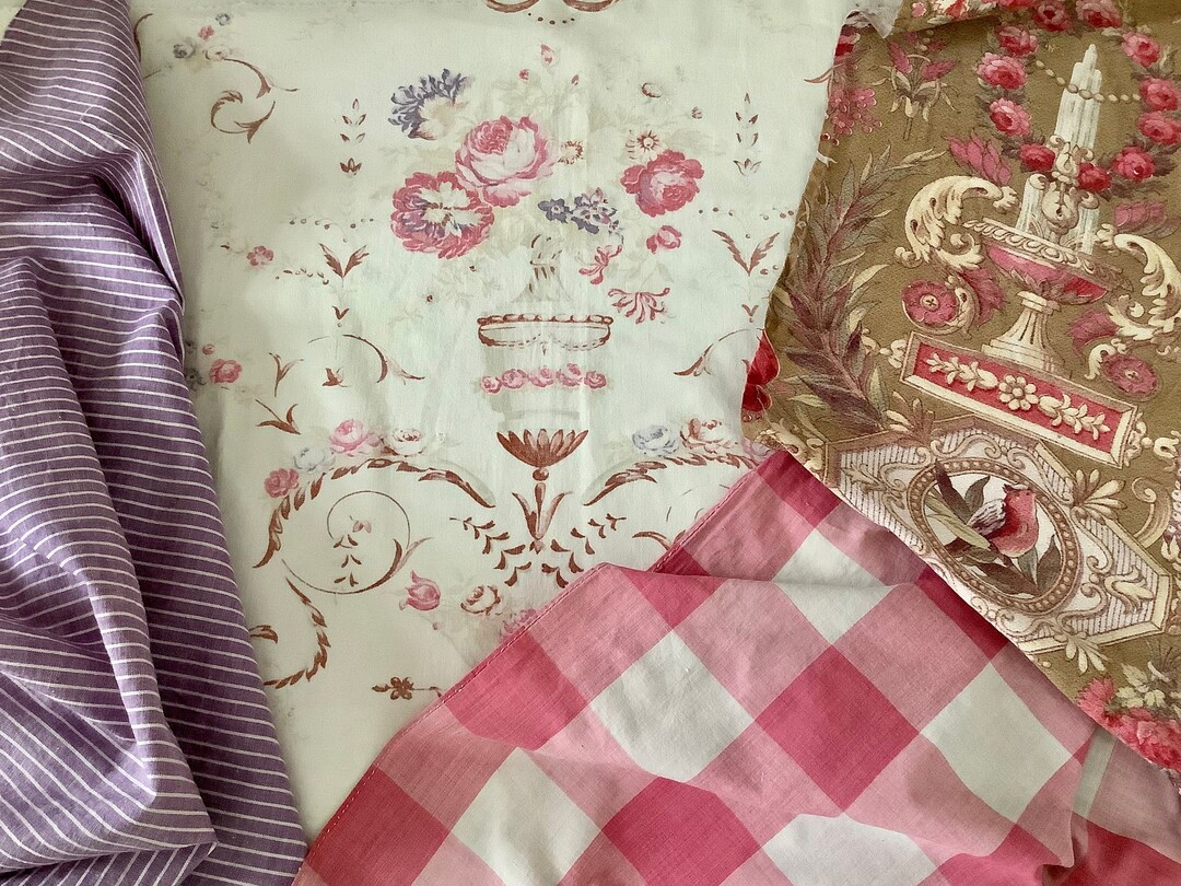French Fabric Bundle Coordinated Antique & Vintage Textiles for Sewing ...