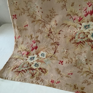 Antique French Floral Cotton Textured Fabric Shabby Chic Country ...
