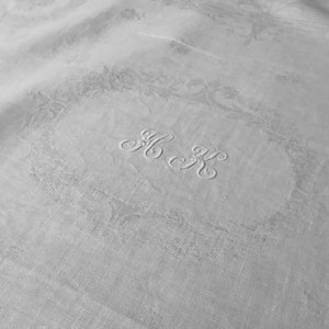 Set of Six Lovely Large Antique French Damask Linen Napkins Mono HK - Etsy