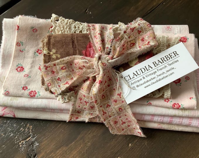 Antique Vintage French Fabric Piece Pack Bundles for Slow Stitching ...