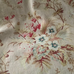 Antique French Floral Cotton Textured Fabric Shabby Chic Country ...