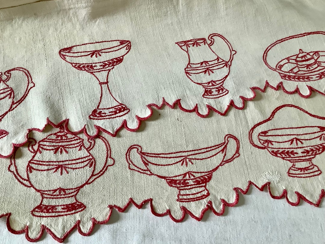 Charming Rework Hand Embroidered Kitchen / Mantel Shelf Trim From ...