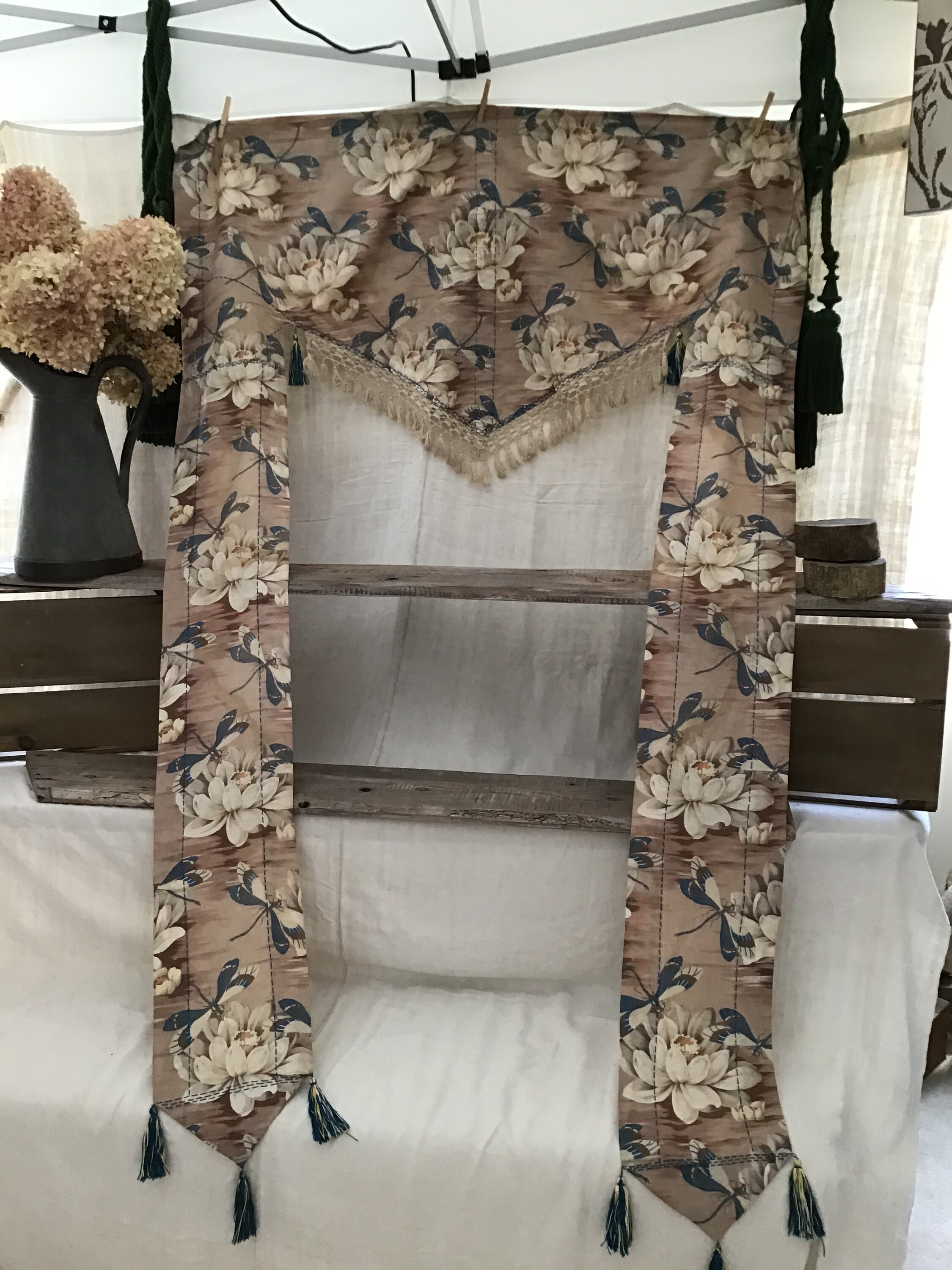 Lovely Vintage French Portière Curtain / Valance Dragonfly and ...