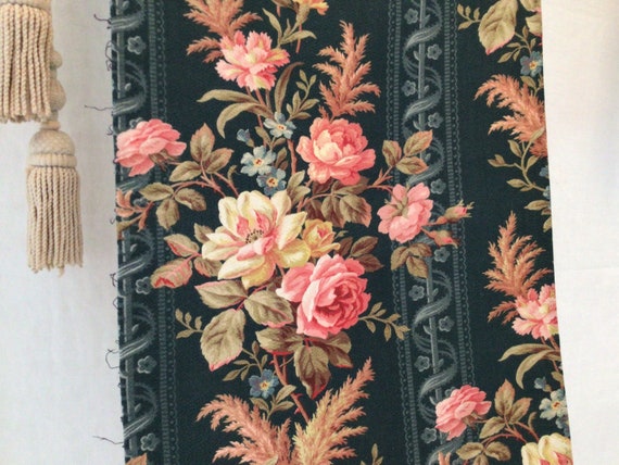 Stunning Antique French Floral Stripe Fabric Cotton Yardage | Etsy