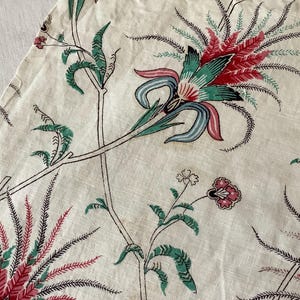 Antique French Fabric Block Printed Cotton 19th Century Stylized Floral ...