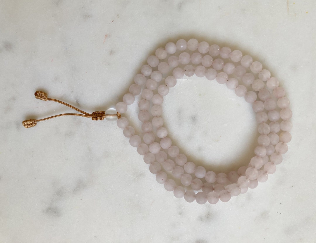 Rose Quartz Mala With Crystal Quartz Guru Bead - Etsy