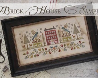 WITH THY NEEDLE & Thread brick House Sampler Counted Cross Stitch ...