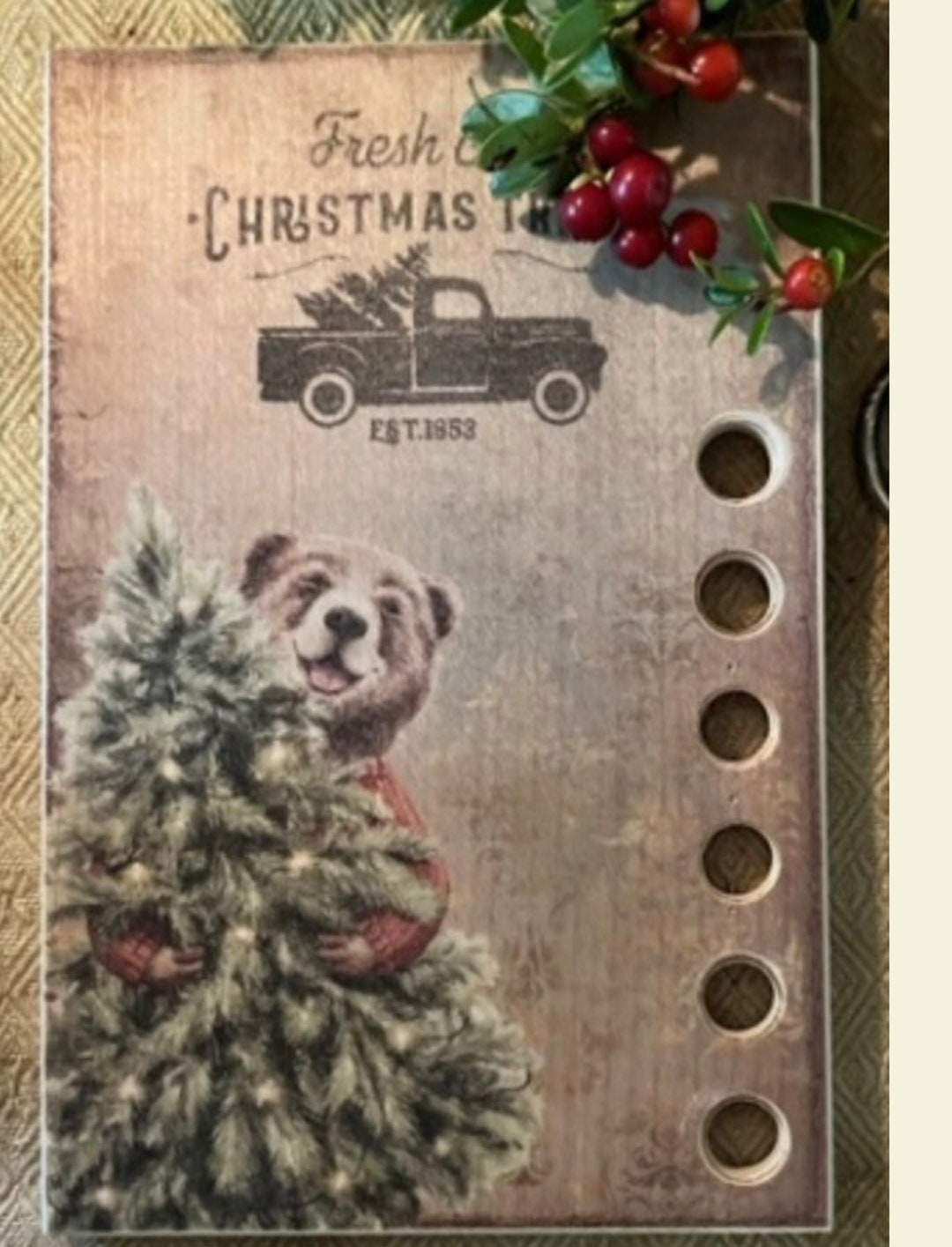 Yule Teddy Bear Thread Board From the Primitive Hare - Etsy