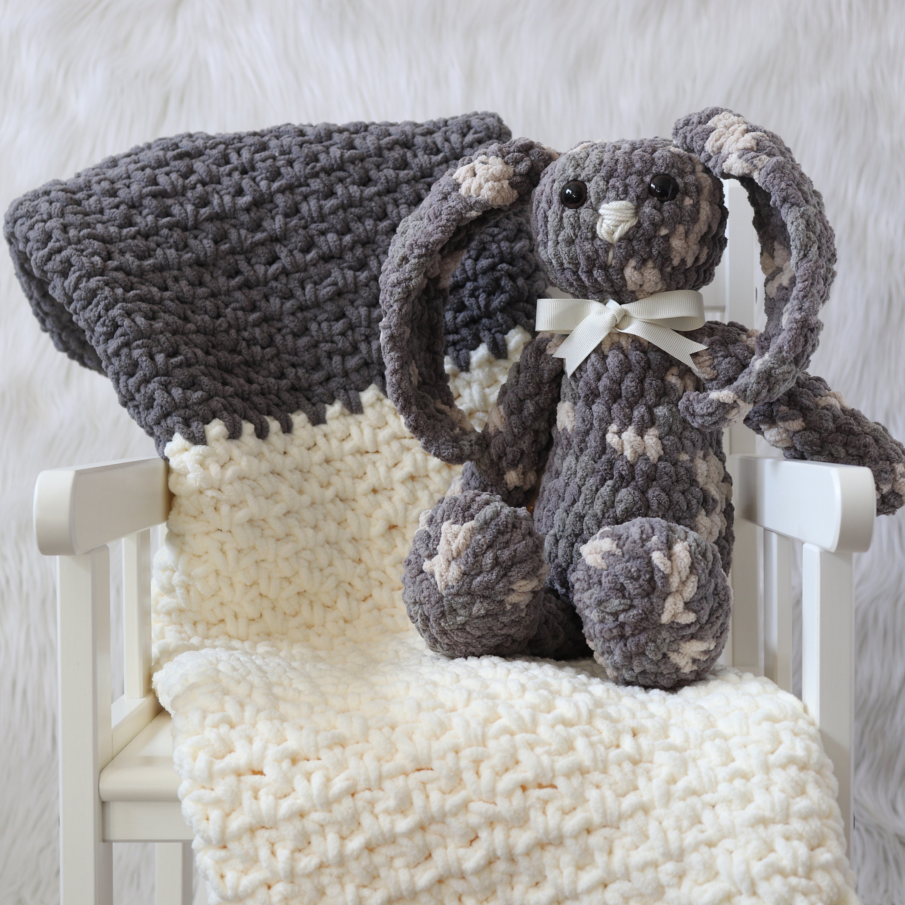 Gray and Cream Baby Blanket Neutral Baby Gift Gray Stuffed | Etsy