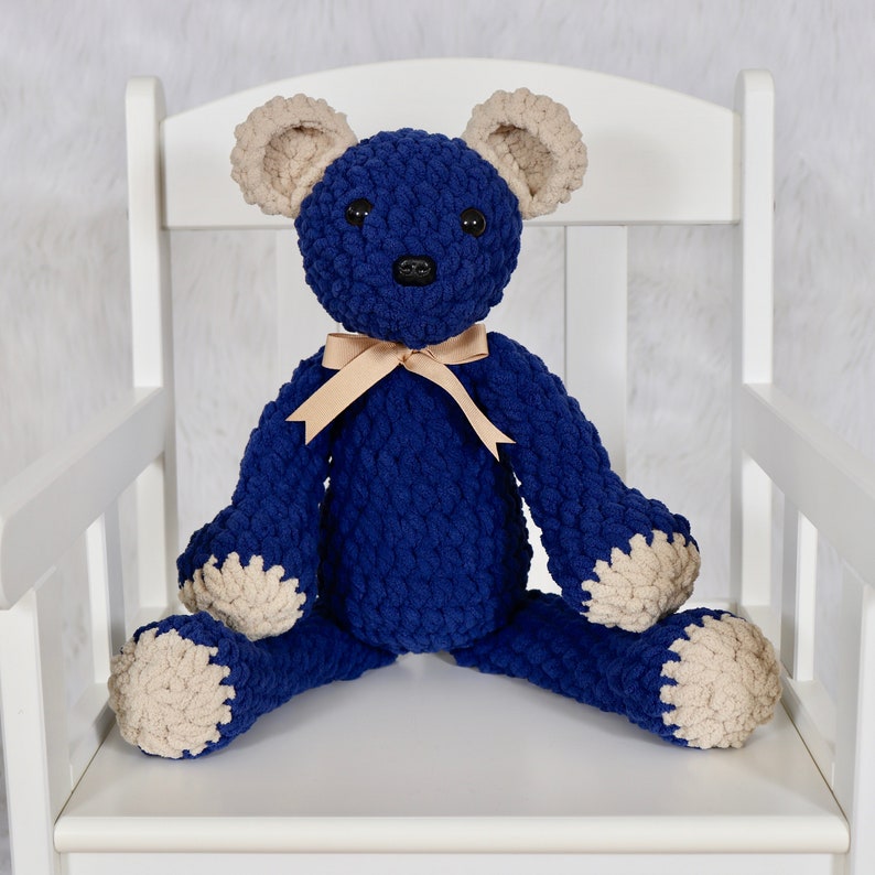 Navy Blue Bear, Custom Stuffed Animal, Teddy Bear, Soft Crochet Toys ...